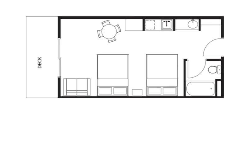 Double Queen Sofa | Glacier Canyon Lodge Wisconsin Dells